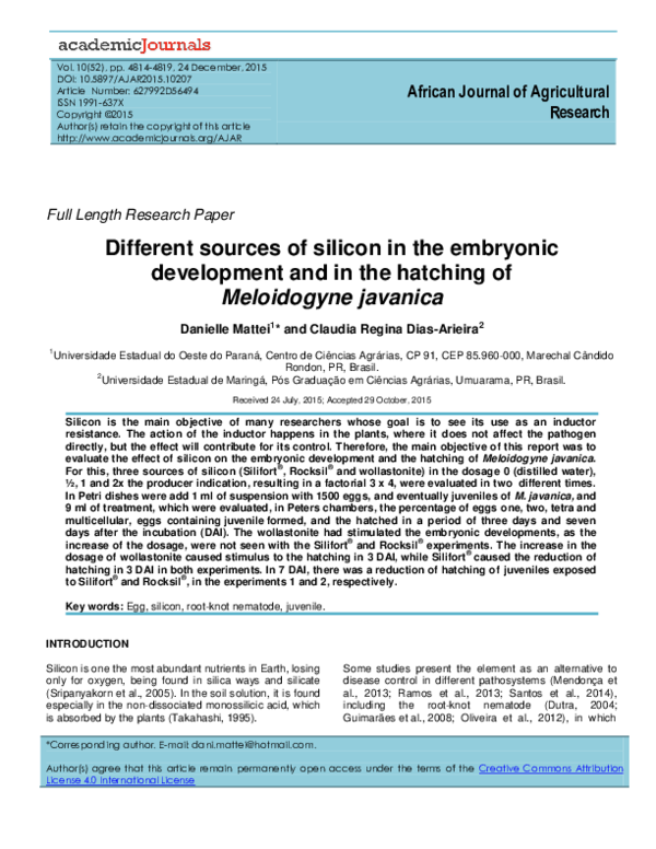 (PDF) Different sources of silicon in the embryonic development and in ...