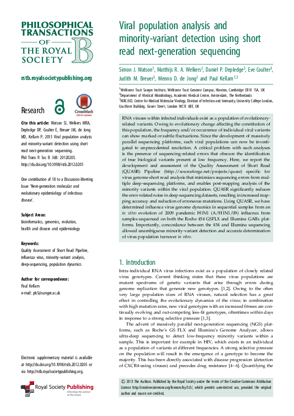 (PDF) Viral population analysis and minority-variant detection using short read next-generation ...