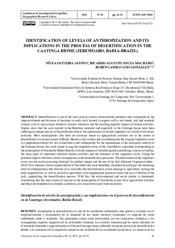 (PDF) Anthropization and Desertification in the Caatinga Biome