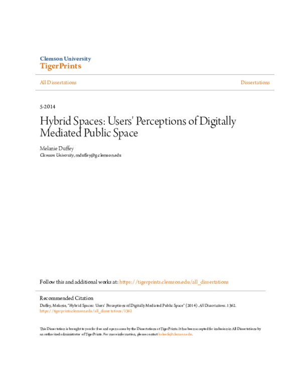 (PDF) Hybrid Spaces: Users\u27 Perceptions of Digitally Mediated Public ...