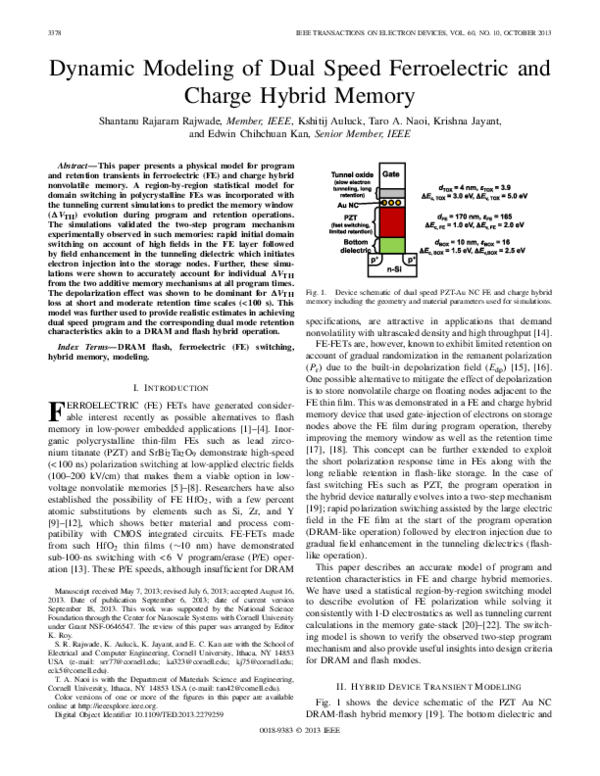 (PDF) Dynamic Modeling of Dual Speed Ferroelectric and Charge Hybrid Memory