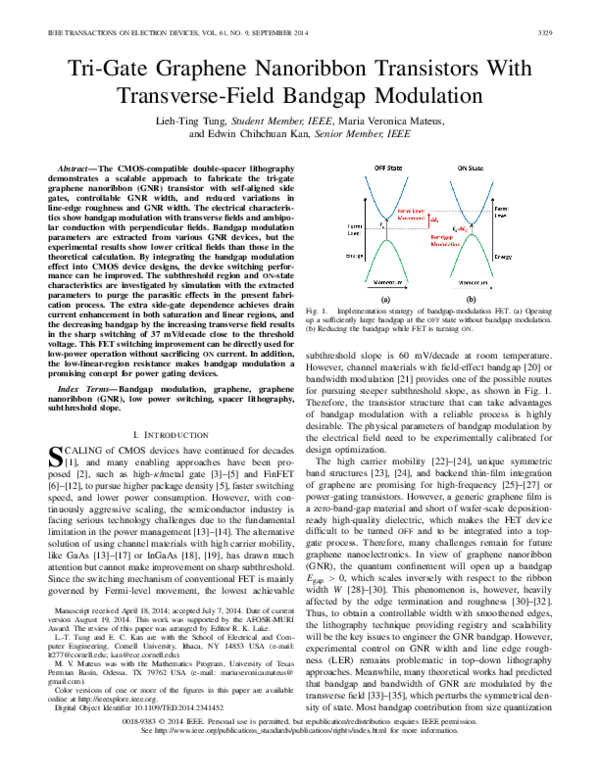 (PDF) Tri-Gate Graphene Nanoribbon Transistors With Transverse-Field Bandgap Modulation