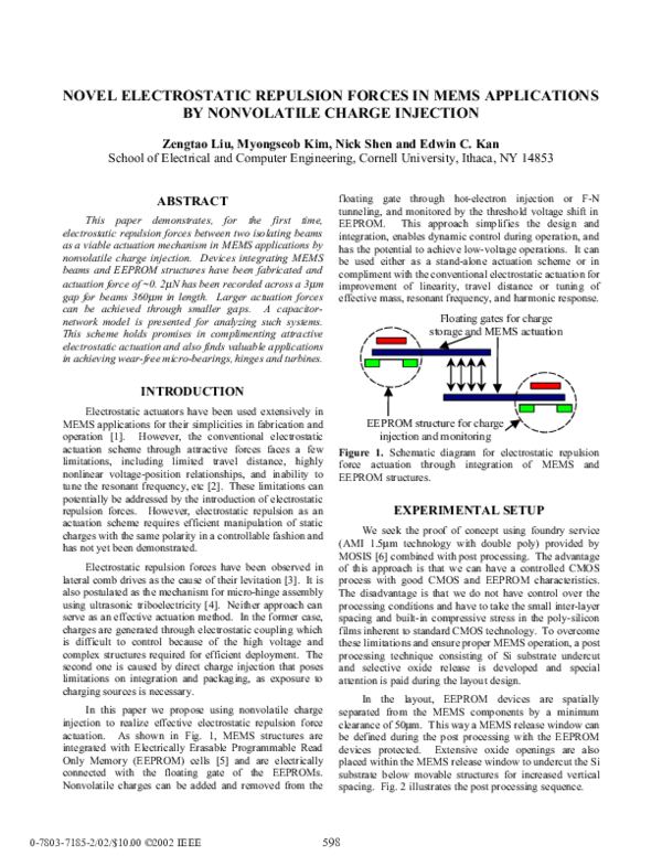 (PDF) Novel electrostatic repulsion forces in MEMS applications by nonvolatile charge injection