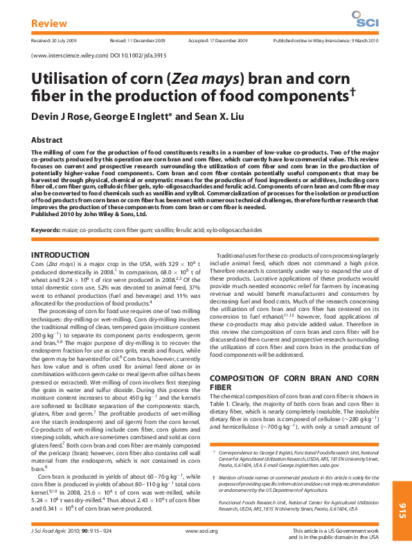 (PDF) Utilisation of corn (Zea mays ) bran and corn fiber in the ...