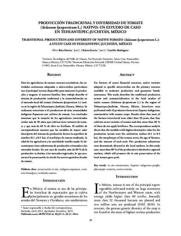 (PDF) Traditional production and diversity of native tomato (Solanum ...