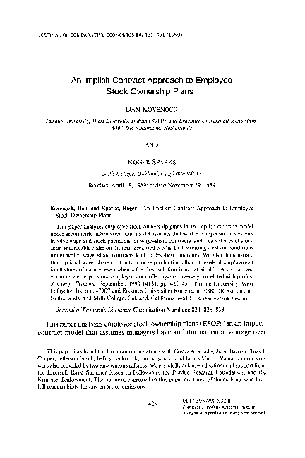 (PDF) An implicit contract approach to employee stock ownership plans