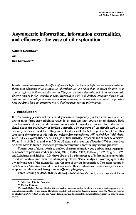 (PDF) And Efficiency: The Case of Oil Exploration