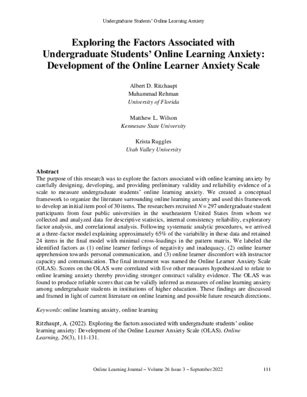 (PDF) Exploring the Factors Associated with Undergraduate Students ...