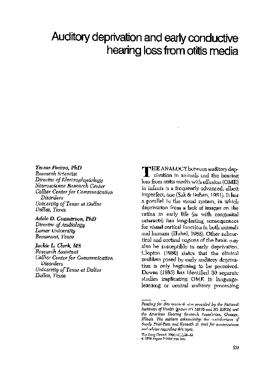 (PDF) Auditory deprivation and early conductive hearing loss from ...