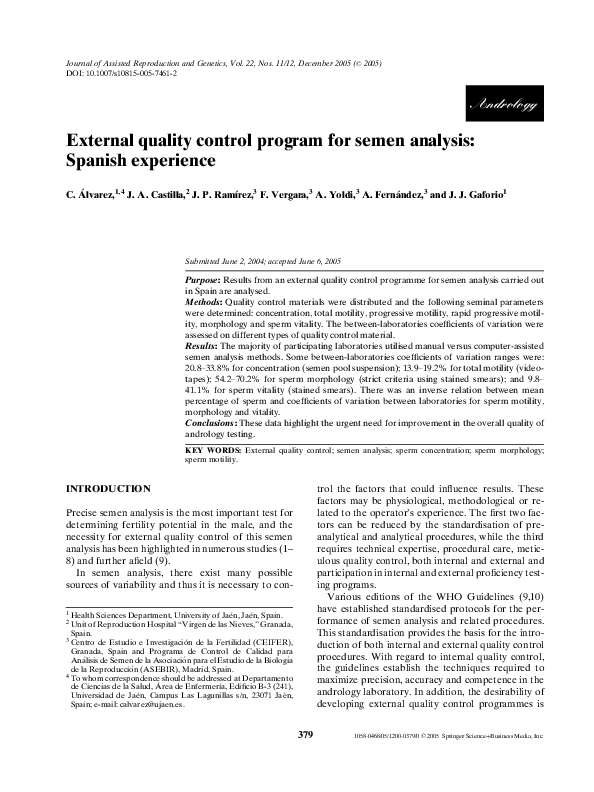 (PDF) External quality control program for semen analysis: Spanish ...