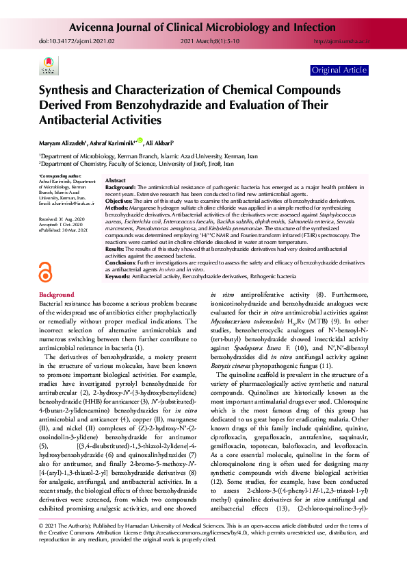 (PDF) Synthesis and Characterization of Chemical Compounds Derived From ...