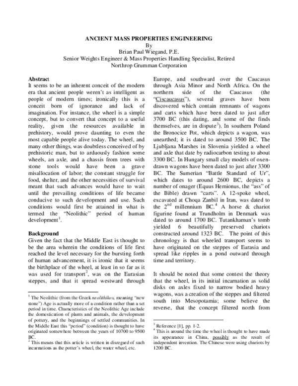 (PDF) ANCIENT MASS PROPERTIES ENGINEERING, Rev. A
