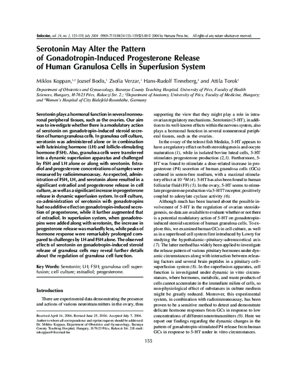 (PDF) Serotonin May Alter the Pattern of Gonadotropin-Induced ...