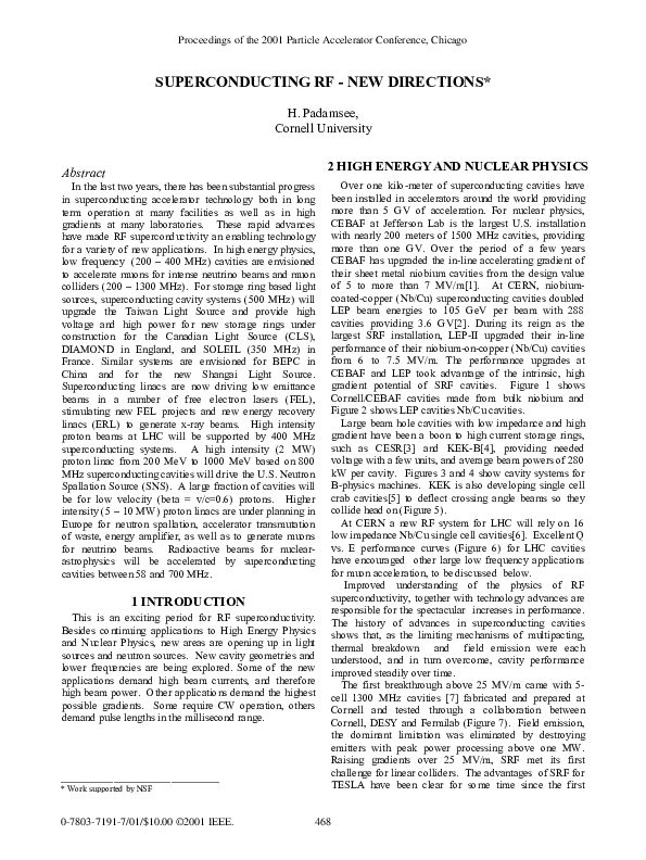 (PDF) Superconducting RF-new directions