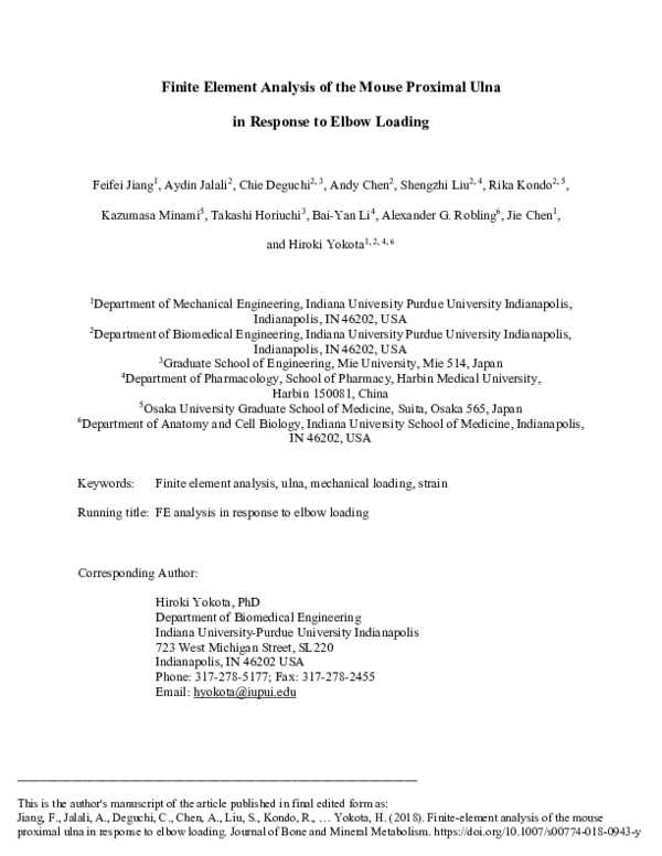 (PDF) Finite-element analysis of the mouse proximal ulna in response to elbow loading