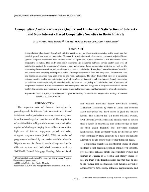 (PDF) Comparative Analysis Of Service Quality And Customers ...