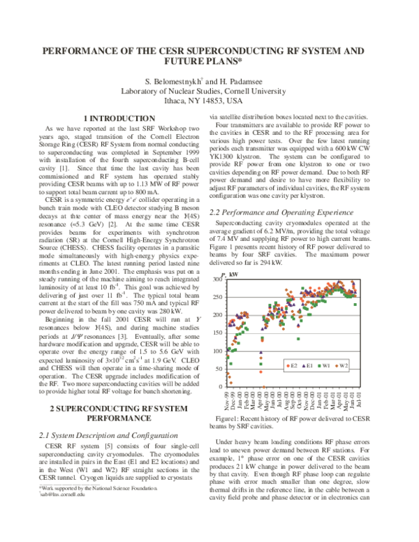 (PDF) Performance of the CESR superconducting RF System and Future Plans