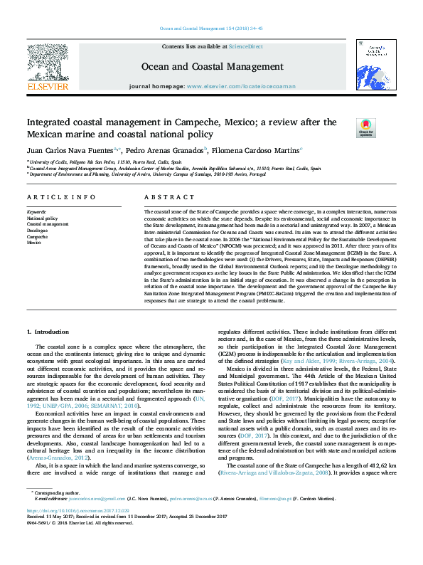 (PDF) Integrated coastal management in Campeche, Mexico; a review after ...