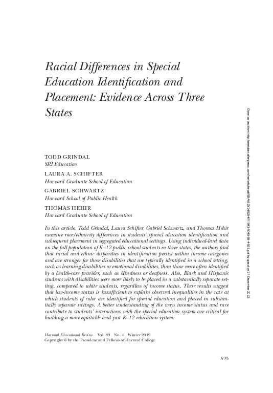 (PDF) Racial Differences in Special Education Identification and ...