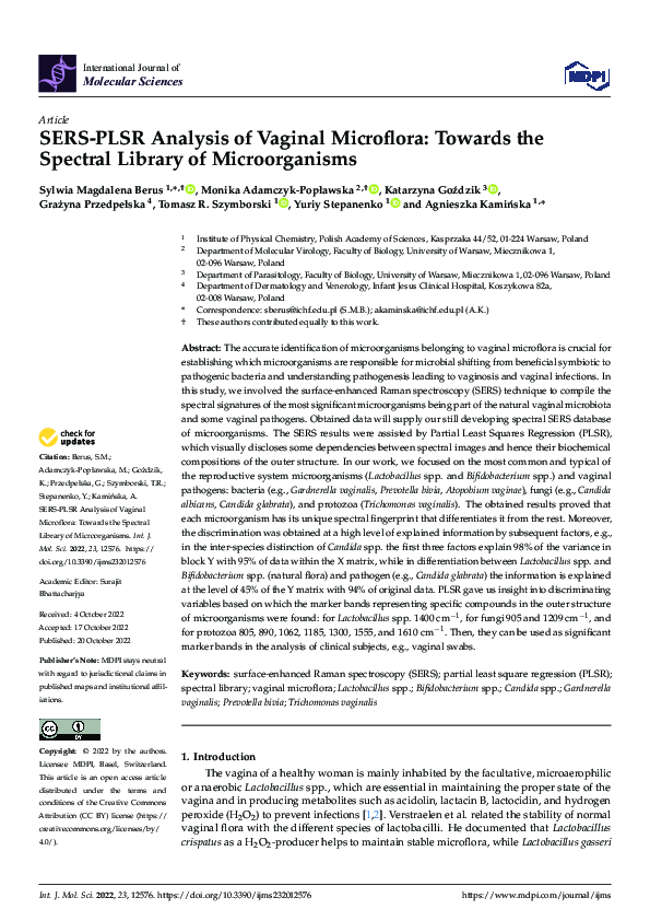 (PDF) SERS-PLSR Analysis of Vaginal Microflora: Towards the Spectral ...