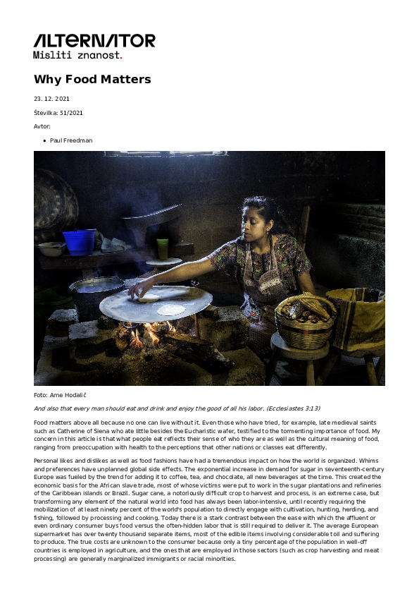 (PDF) Why Food Matters