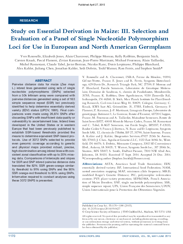 (PDF) Study on Essential Derivation in Maize: III. Selection and ...