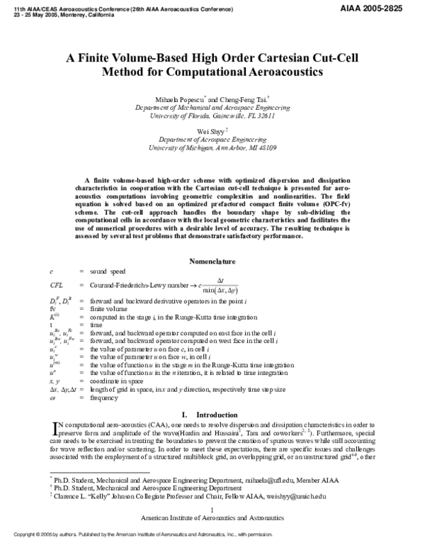 Pdf A Finite Volume Based High Order Cartesian Cut Cell Method For Computational Aeroacoustics