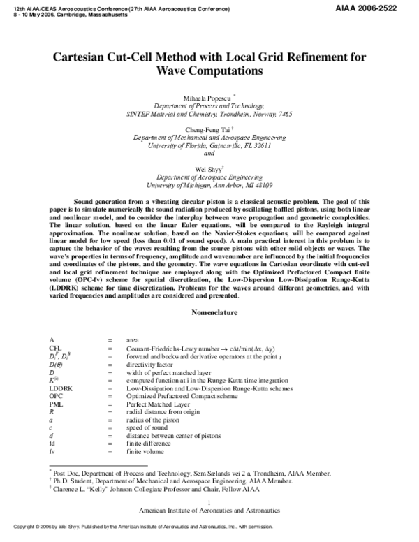 Pdf Cartesian Cut Cell Method With Local Grid Refinement For Wave Computations
