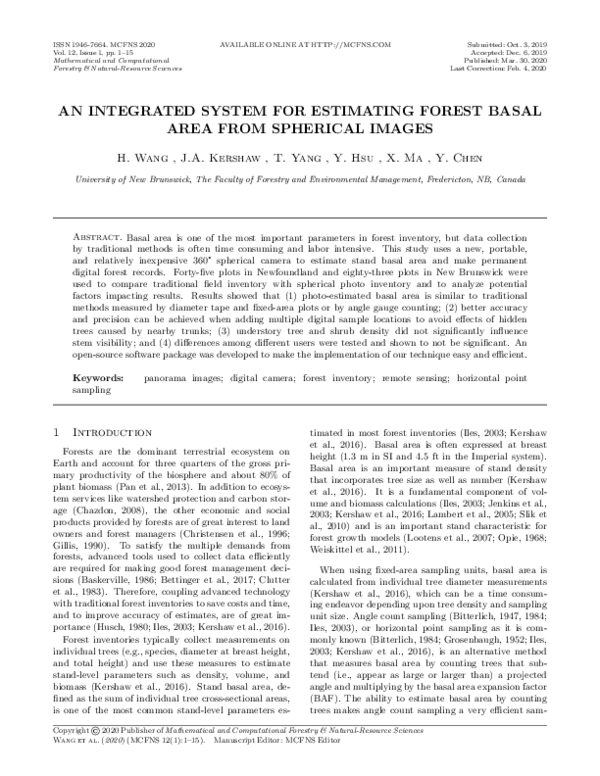 (PDF) An Integrated System for Estimating Forest Basal Area from ...
