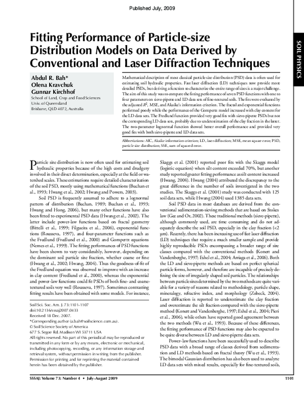 (PDF) Fitting Performance of Particle-size Distribution Models on Data Derived by Conventional ...