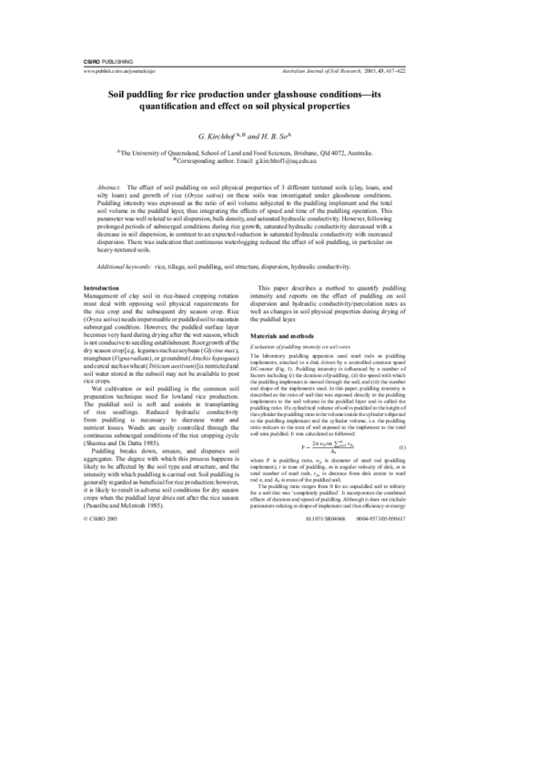 (PDF) Soil puddling for rice production under glasshouse conditions—its ...