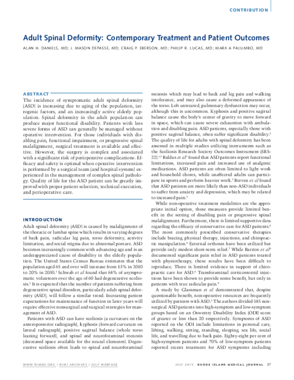 (PDF) Adult Spinal Deformity: Contemporary Treatment and Patient Outcomes