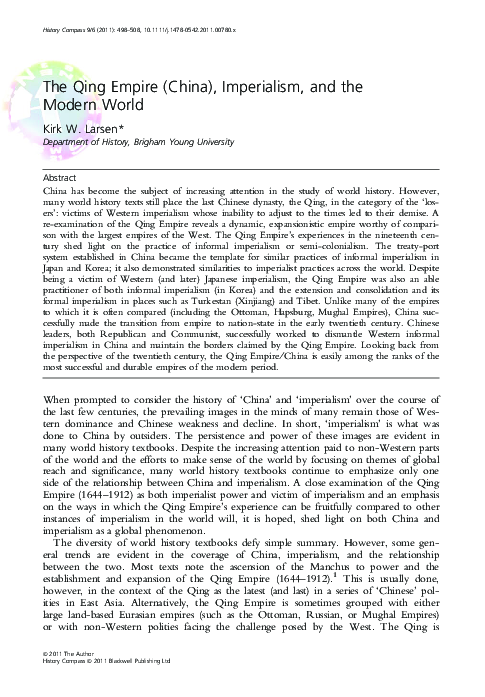 (PDF) The Qing Empire (China), Imperialism, and the Modern World
