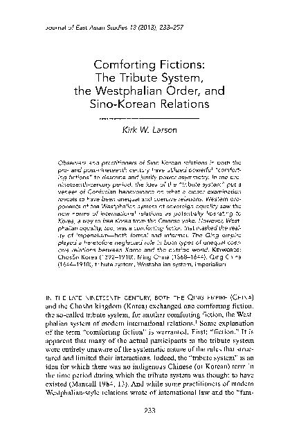 (PDF) Comforting Fictions: The Tribute System, the Westphalian Order ...