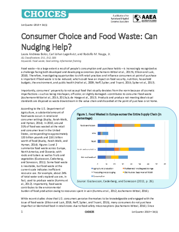 (PDF) Consumer Choice and Food Waste: Can Nudging Help?