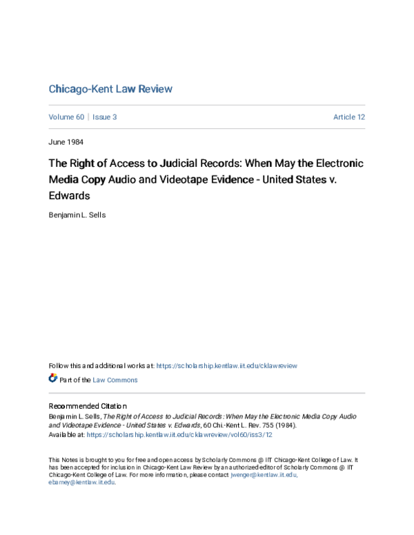(PDF) The Right of Access to Judicial Records: When May the Electronic ...