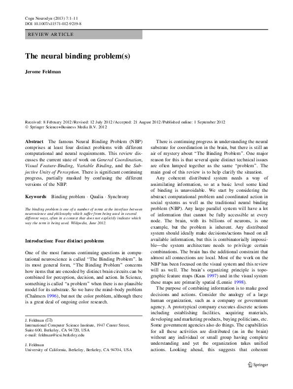 (PDF) The neural binding problem(s)