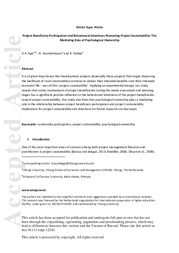 (PDF) Project beneficiary participation and behavioural intentions ...