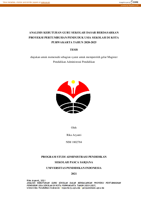(PDF) Analisis Kebutuhan Guru Sekolah Dasar Berdasarkan Proyeksi Pertumbuhan Penduduk Usia ...