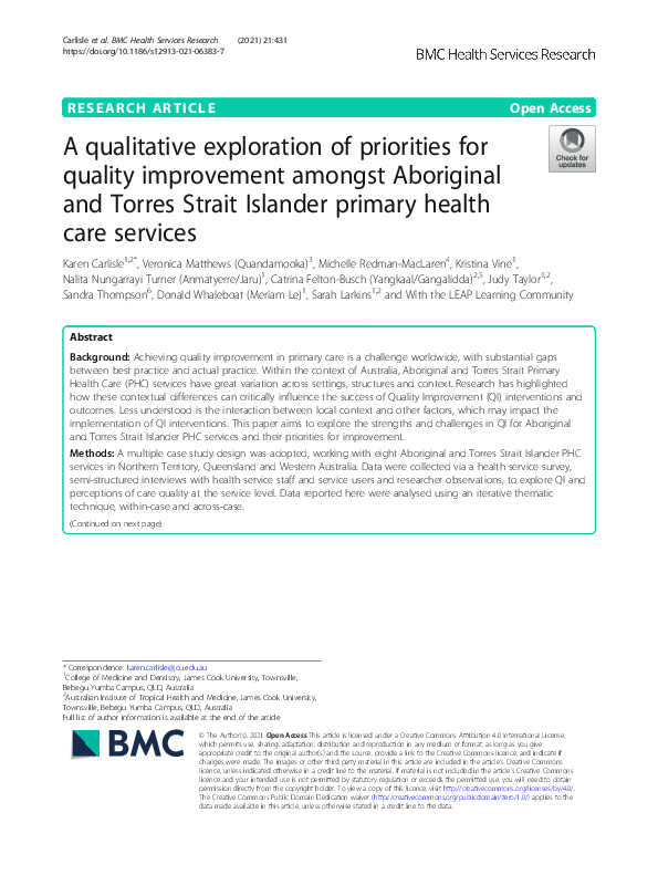(PDF) A qualitative exploration of priorities for quality improvement ...