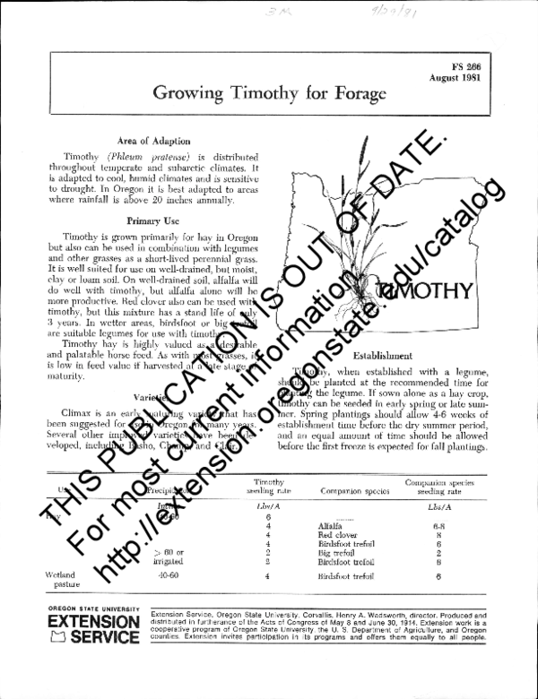 (PDF) Growing timothy for forage