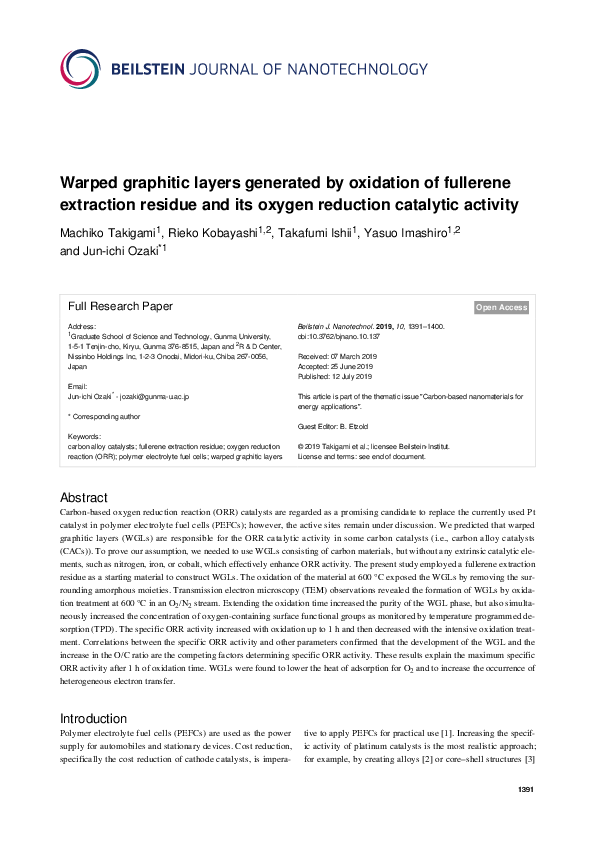 (PDF) Warped graphitic layers generated by oxidation of fullerene extraction residue and its ...