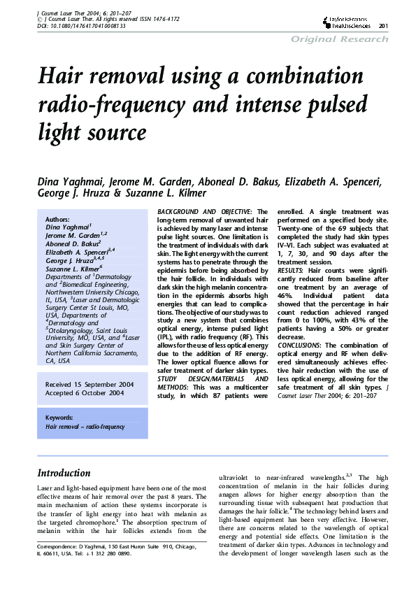 (PDF) Hair removal using a combination radio‐frequency and intense ...