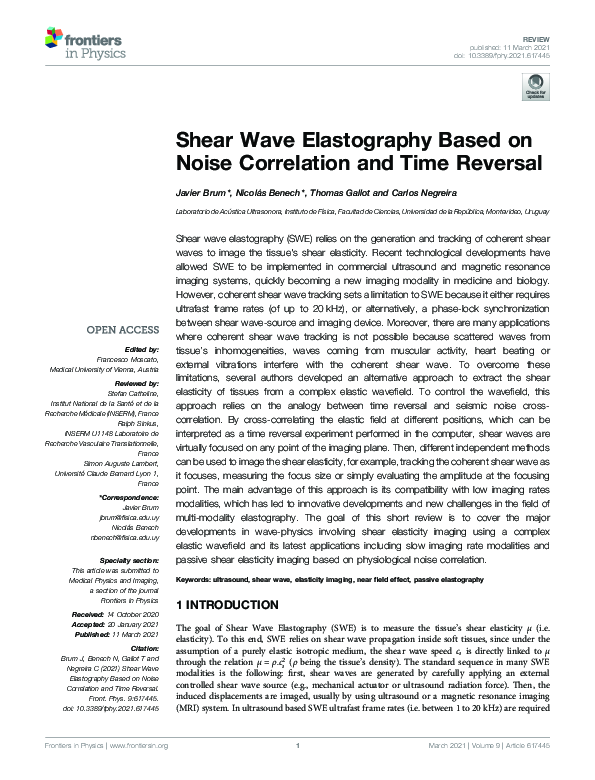 (PDF) Shear Wave Elastography Based on Noise Correlation and Time Reversal