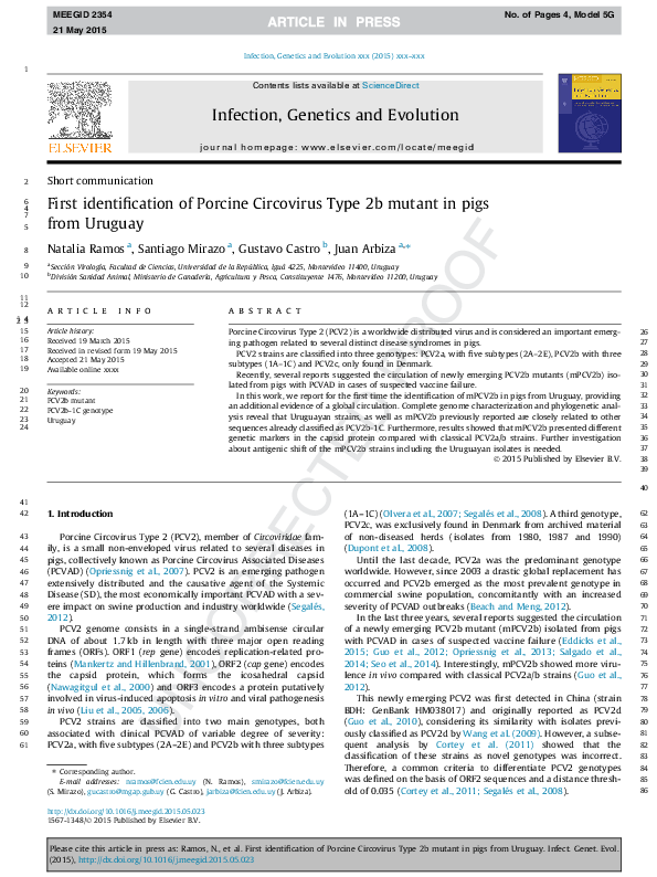(PDF) First identification of Porcine Circovirus Type 2b mutant in pigs ...