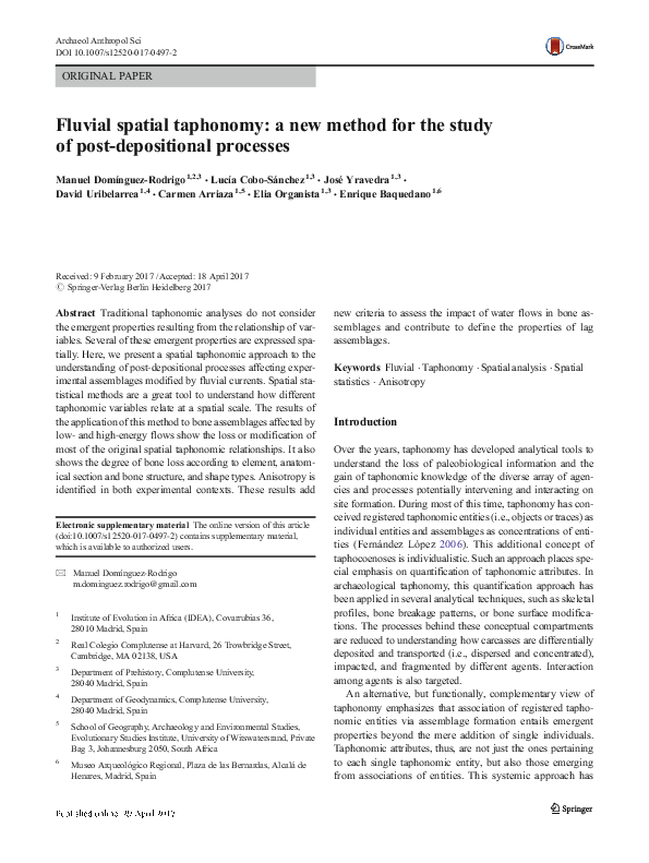 (PDF) Fluvial spatial taphonomy: a new method for the study of post ...