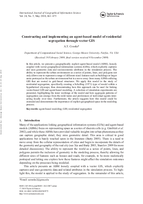 (PDF) Constructing and implementing an agent-based model of residential segregation through ...