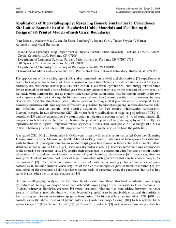 (PDF) Applications of Bicrystallography: Revealing Generic Similarities ...