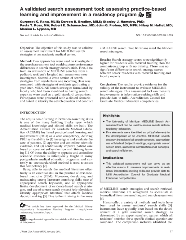 (PDF) A validated search assessment tool: assessing practice-based ...