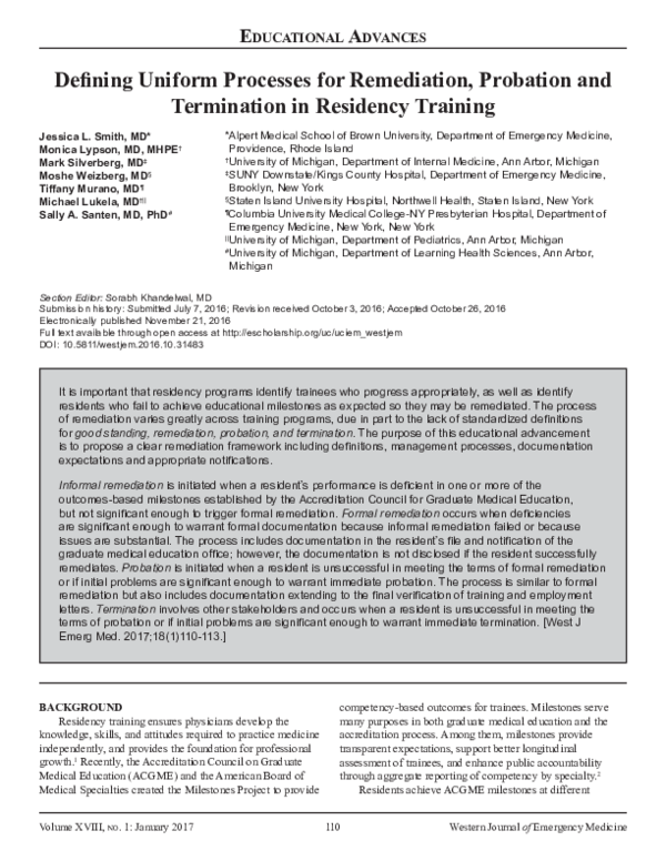 (PDF) Defining Uniform Processes for Remediation, Probation and ...